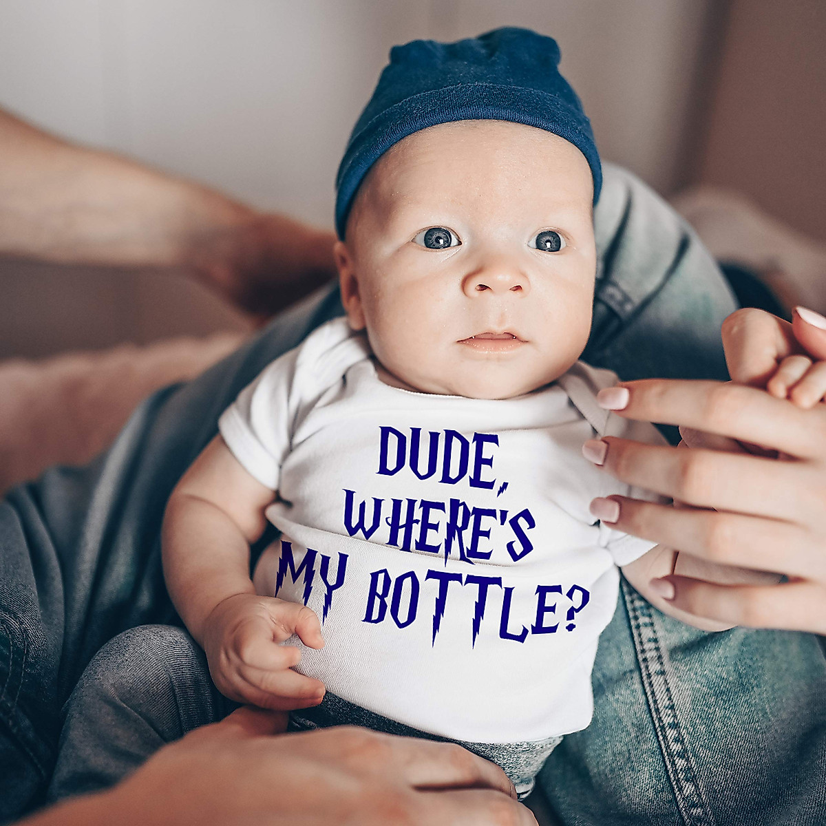 Customize Unisex Baby Onesie Beanies - Personalized Girl Boy Bodysuit Gift C03, White, 6 Months