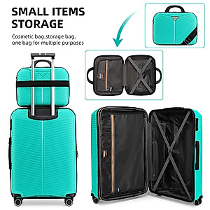 LEAVES KING LARVENDER Luggage Sets 5 Piece, Expandable(Only 24"&28") PP Suitcase with Spinner Wheels, Durable Luggage Sets Clearance Carry On Luggage Suitcase Set For Women Men, Aqua Blue
