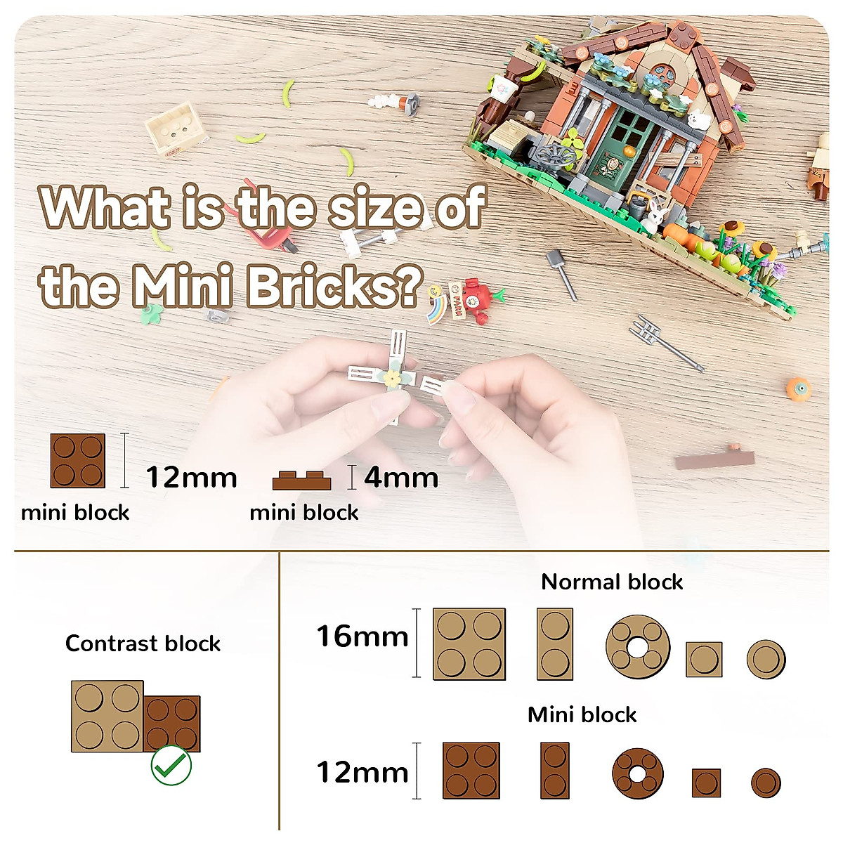 Friends Farm Mini Building Blocks, MOC Creative Farm Animals Model Set for Kids Ages 6+,899 Pcs Simulation Architecture Toy for Adults