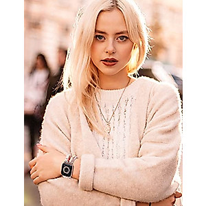 JR.DM Rose Gold Bracelet Beaded Watch Bands for Women Compatible with Apple Watch 38mm 40mm 41mm Handmade Elastic Stretch Watch Band, Fashion Dressy Cute Watch Strap for iWatch Series 8 7 6 5 4 3 2 1 SE