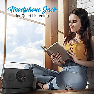 Pyle Wireless TV Listening Speaker - Hi-Fi Bedside Digital Assisted TV Amplifier for Hearing Impaired, Portable Speaker for Seniors w/Audio in, Optical in, Headphone Jack, Clock Display - PTVSP50BK
