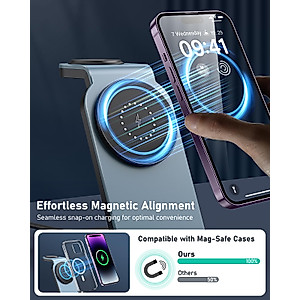 Charging Station for Apple Wireless Charger 3 in 1: 2024 New Aluminum Alloy Magnetic Charger Stand Fast Charging Multiple Devices for AirPods, Apple Watch, iPhone 15 14 13 12 Pro/Pro Max/Plus/Mini