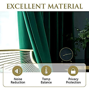 StangH Emerald Green Velvet Curtains & Pom Pom Blackout Curtains