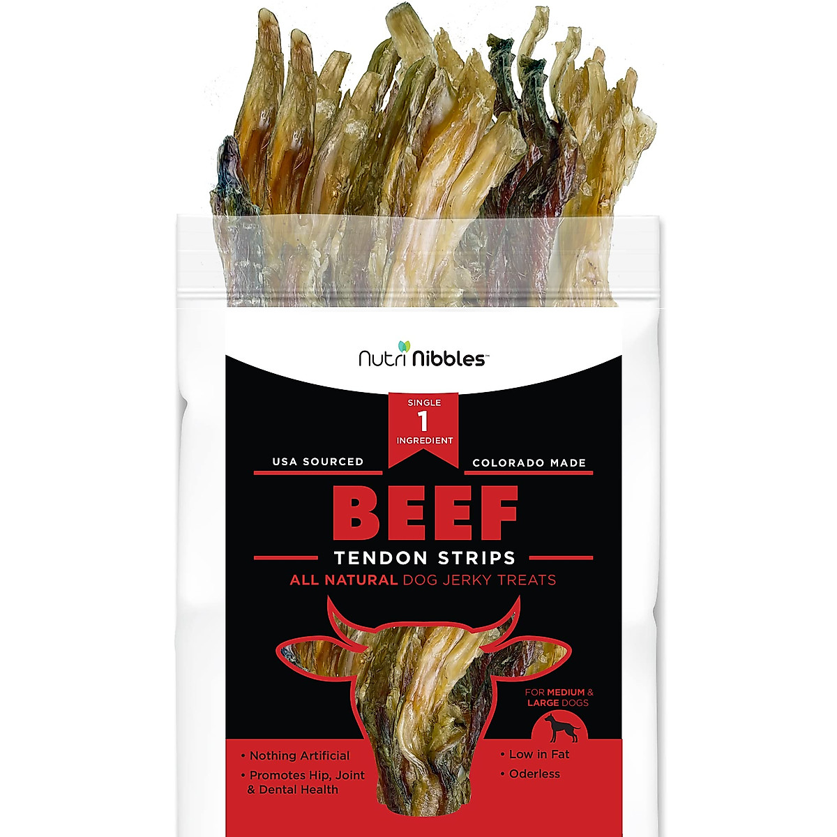 Rawhide Free Dog Chews are Long Lasting and Made from 100% USA Beef Tendon Strips (7-10”) These Single Ingredient Dog Treats are Easy-to-Digest, Odorless, Low Fat and Help Clean Teeth - 10 Sticks