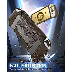 Mumba Dockable Case for Nintendo Switch OLED 2021, [Blade Series] TPU Grip Protective Cover Accessories Compatible with Nintendo Switch OLED 7 Inch and Joy-Con Controller (Earth)
