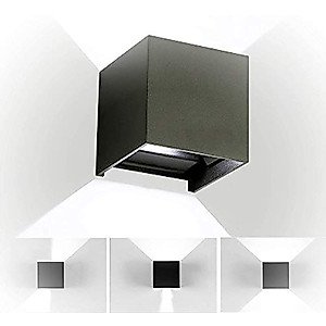 Wrasse LED Aluminum Outdoor Wall Sconces 12W Modern Wall proch housing Lighting 110v Exterior Black 6500k Garage Corridor Lights Wall Mounted Lamp Porch Patio Light 2PCS (Matte Black 6500k)