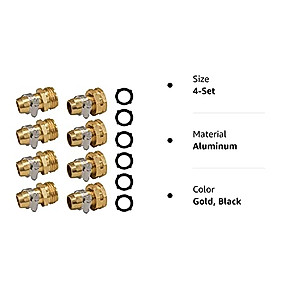 Hourleey Garden Hose Repair Connector with Clamps, Fit for 3/4" or 5/8" Garden Hose Fitting, 4 Set