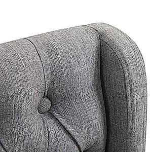 HOMCOM 26.25" Counter Height Bar Stools Set of 2, Tufted Wingback Armless Upholstered Dining Chair with Rubber Wood Legs, Grey