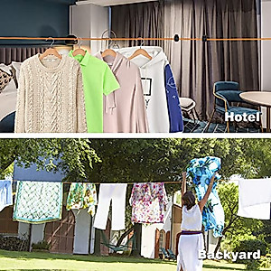 WWW Retractable Camping Clothesline, Adjustable Travel Laundry Rope, Heavy Duty Washing Line with 20 Clothespins & 10 Stoppers for Indoor/Outdoor, Camping, Travel, Courtyard, Hotel, 26ft