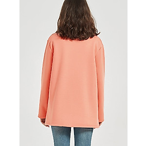 PEHMEA Women's Girls Warm Sherpa Lined Crewneck Pullovers Fleece Sweatshirt Tops (Watermelon Red, Small)