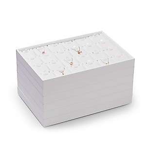 Oirlv Premium White Leather Stackable Jewelry Tray Flat Jewelry Organizer Tray for Jewelry Accessory Trade showcase