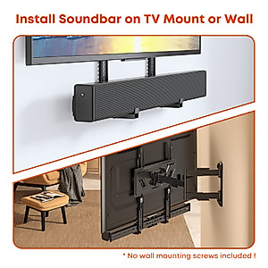 Sound Bar Mount Bracket Under Or Above TV,Soundbar Mount Bracket Extends 3.4"-6.1", Up to 33 Lbs with Non-Slip Base Holder,3 Installation Options,Max VESA 800x400mm