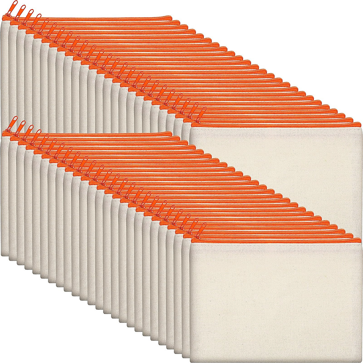 Abbylike 50 Pcs Sublimation DIY Blank Canvas Pencil Case Canvas Makeup Bags Canvas Pencil Pouch Bulk Canvas Heat Transfer Pouch Multipurpose Cosmetic Bag for Travel DIY Craft (7.87'' x 5.51'')