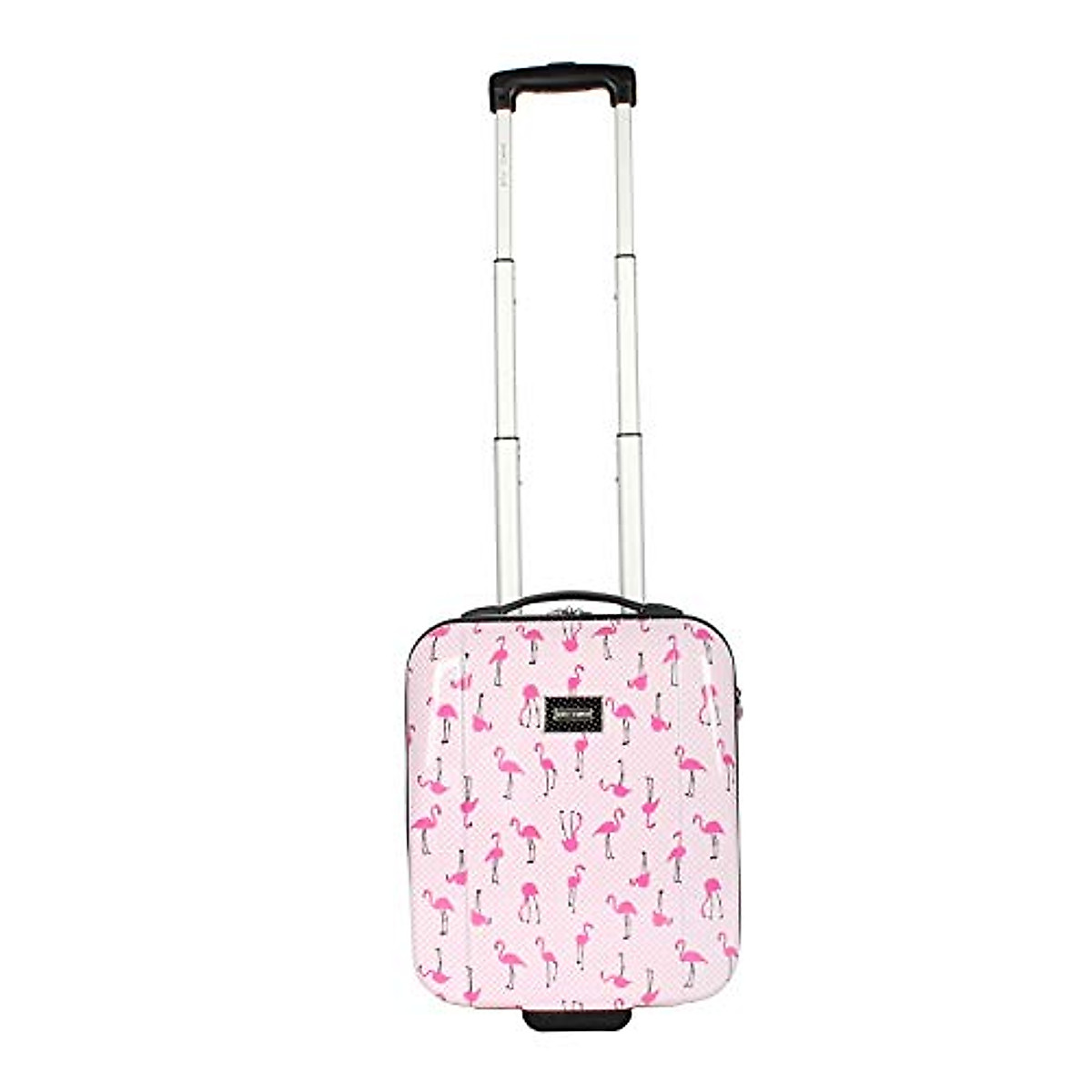 Betsey Johnson Designer Underseat Luggage Collection - 15 Inch Hardside Carry On Suitcase for Women- Lightweight Under Seat Bag with 2-Rolling Spinner Wheels (Flamingo Strut)