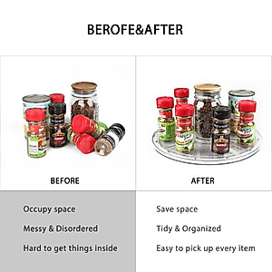 WishDirect Lazy Susan Turntable, Cabinet Organizer for Kitchen, Pantry, Bathroom, Fridge, Countertop Vanity Storage, Plastic Round Spice Rack Organizer 360° Rotation- Food Safe, Clear, 12 Inch