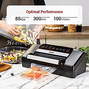 Daintii Deluxe Food Vacuum Sealer Machine, 85Kpa High Performance Vacuum Sealing System with Easy-lock Handle, Built-in Storage & Bag Cutter, Included Starter Kit, Safety Certified, Stainless Steel