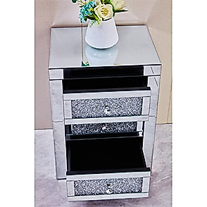 HIGOH Bedside Table Drawer Mirror Bedside Table Bedroom Cabinet Bedside Table Suitable for Bedroom Furniture