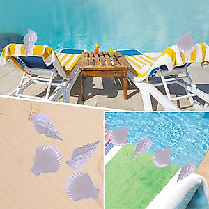 4 Pcs Beach Towel Clips Portable Towel Holder Clips, Sea Shell and Conch Secure Clips for Beach Chairs Deck, Clothes Lines, Patio and Holiday Pool