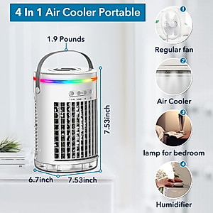Portable Air Conditioner Fan, SKARIF Cooling Fan, Timer 3 Wind Speeds Air Cooler Fan, Personal Evaporative Cooler 2 Wind Modle Humidifier AC, Summer Quiet Fan with Night Light, Perfect for Home Office