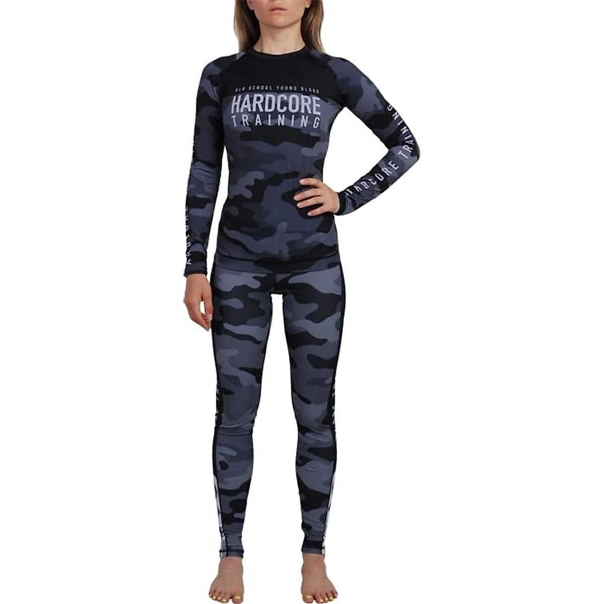 Hardcore Training Night Camo 2.0 Women Rash Guard Long Sleeve Compression Base Layer Tight Fitness Yoga Running Gym Workout