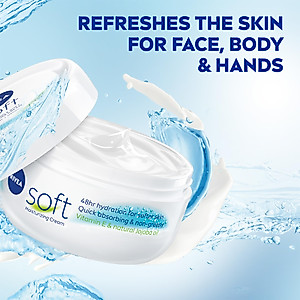 Nivea Soft Refreshingly Moisturizing Face, Body and Hand Cream, 3 Pack of 6.8 Oz Jars