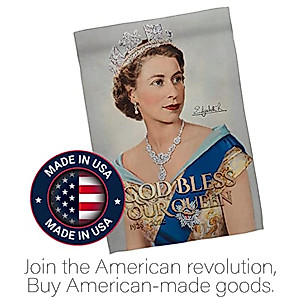 Queen Elizabeth II Flag Set Wood Dowel Sweet Life Sympathy Remembrance Memorial Bereavement Love Support Emotion Postive - House Banner Small Yard Gift Double-Sided 13 X 18.5