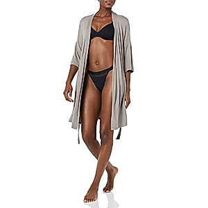 Amazon Essentials Women's Cotton and Lace Thong Underwear, Pack of 4, Black, X-Small