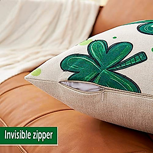 CARRIE HOME St Patricks Day Gnome Throw Pillow Covers 18x18 Set of 2 Green Lucky Shamrock Pillow Covers Saint Patricks Day Gnome Decor for Home Couch and Sofa
