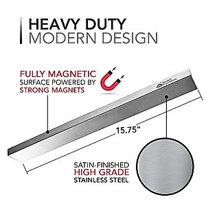 Modern Innovations 16 Inch Magnetic Knife Holder for Refrigerator, Magnetic Knife Holders for Fridge or Kitchen Wall No Drilling, Magnet Strips for Knives & Metal Utensils, Tool Rack, Stainless Steel
