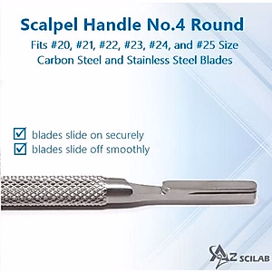 Premium Quality Round Scalpel Handle #4, Stainless Steel (Fits Size 20-26 Scalpel Blades)