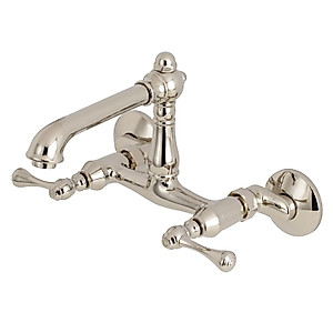 Kingston Brass English Country 6 in. Adjustable Center Wall Mount Kitchen Faucet Antique Brass Antique