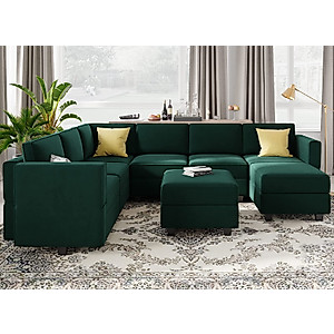 Belffin Modular Loveseat Sofa Couch with Storage Seats Velvet 2 Seater Love Seats for Small Spaces Green