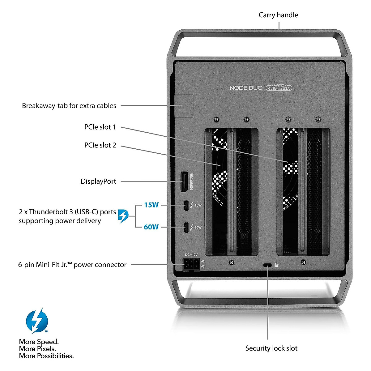 Akitio T3N2AA0002Y00U Node Duo: (Thunderbolt 3 to X2 Half Length PCIe Expansion Box) Electronics
