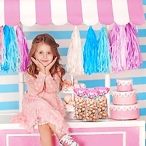 Geyee 100 Pieces Ice Cream Treat Bags, Watercolor Ice Cream Theme Cello Plastic Candy Goodie Bag with 100 Silver Twist Ties for Kid Summer Sweet Baby Shower Birthday Party Favor Bag, Clear