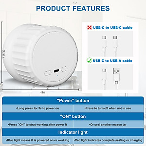 GVsmart Electric Mason Jar Vacuum Sealer, Canning Sealing Kit for Food Storage, Kitchen Gifts for Home, Vacuum Pump Mason Jar Sealer, Wide and Regular Mouth Mason Lids for Cans and Bottles