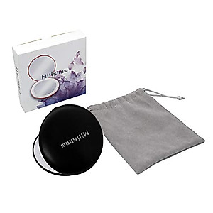 Milishow Travel Mirror with LED Lighted, 1x/10x Magnification Compact Mirror with Light, 2-Sided Illuminated Folding Round Mirror, Handheld Pocket Makeup Mirror