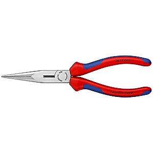 KNIPEX Tools - Long Nose Pliers With Cutter, Multi-Component (2612200), Multi-Colour, 8 inches