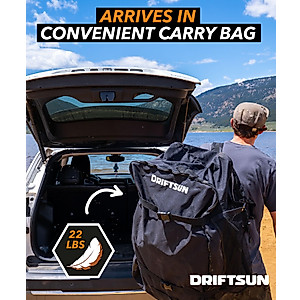 Driftsun Rover 120 Inflatable Kayak - 1 Person Adult White Water Single Rider Foldable Kayak Canoe Set with Padded Seat, Aluminium Paddle, Action Cam Mount, Pump, High Pressure Floor & Travel Bag