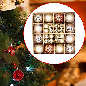 shamjina 44x Christmas Balls Ornaments, Xmas Tree Decor Christmas Hanging Decoration Shiny Bauble Set, Decorative Xmas Balls, Champagne Gold