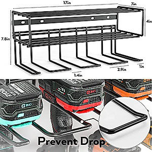 INCLY Power Tool Holder, Heavy Duty Wall Mount Floating Tool Shelf Storage Organizer for Cordless Drill Tool, Metal Rack Garage Max Load 150lbs, Black