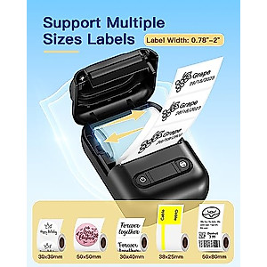 NELKO P110 Label Makers, Portable Bluetooth Thermal Label Printer, Label Maker Machine with Tape for Address, Home, Office, Organization, Compatible with Android & iOS System, with 1 Roll Label, Black