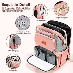 Gimars Diaper Bag Backpack with Changing Station, Multifunctional 900D Waterproof Travel Baby Bag, Large Capacity Baby Bag with USB Charging Port, Baby Registry Search Shower Gifts for Boy Girl