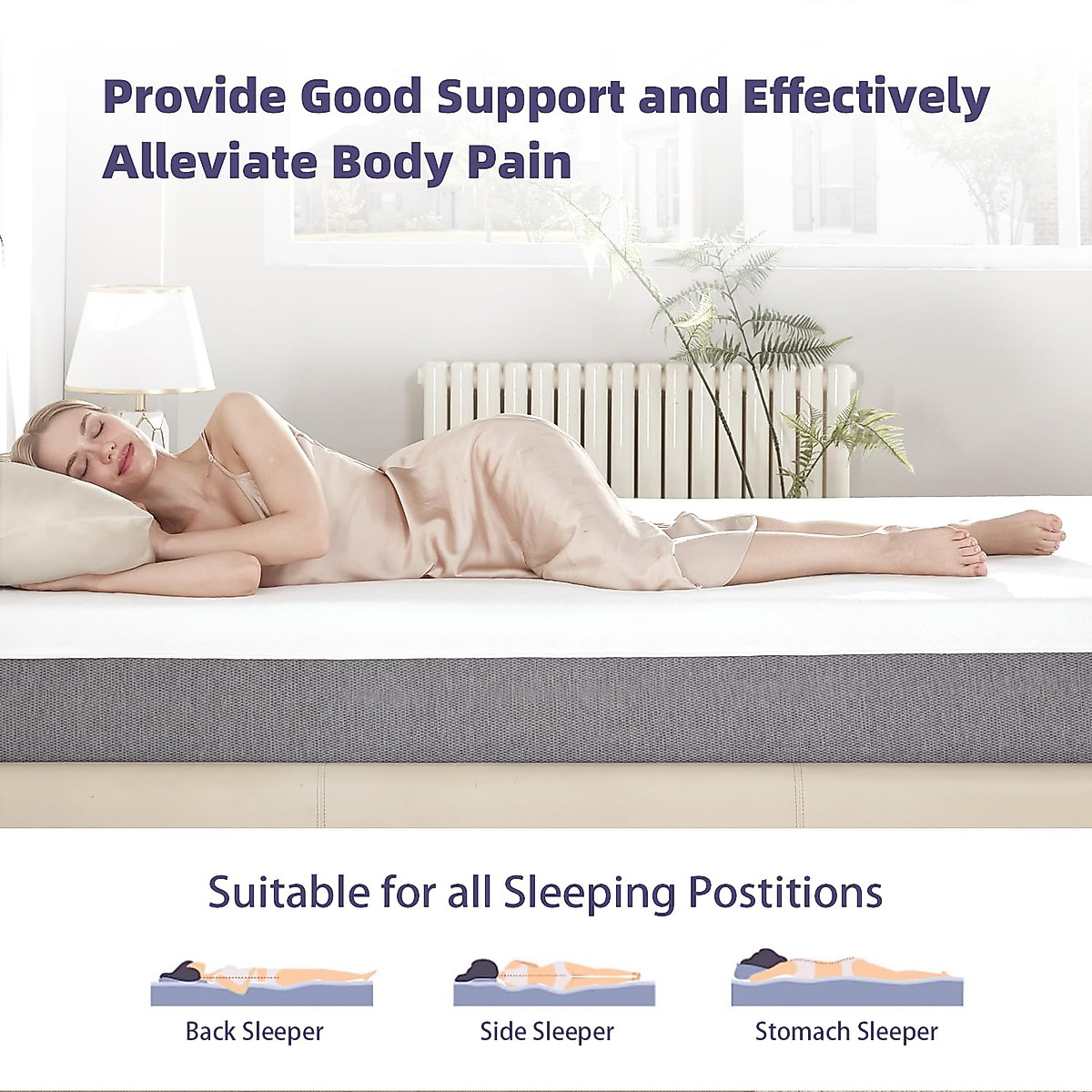 BDEUS Queen Mattress, 10 inch Gel Memory Foam Queen Size Mattress for Cool Sleep & Pressure Relief, Medium Firm Bed Mattresses, Bliss