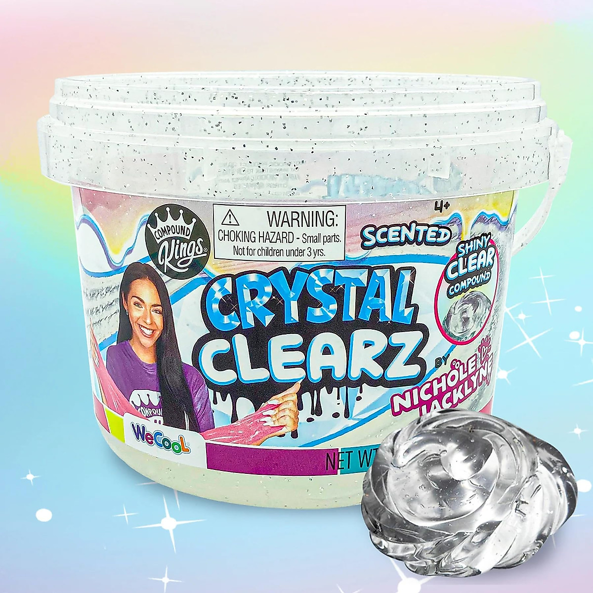 COMPOUND KINGS Fluffy Scented Crystal Clearz Slime Bucket by Nichole Jacklyne for Girls & Boys | Sensory Toys | Non-Sticky | Stress-Reducing Tacticle