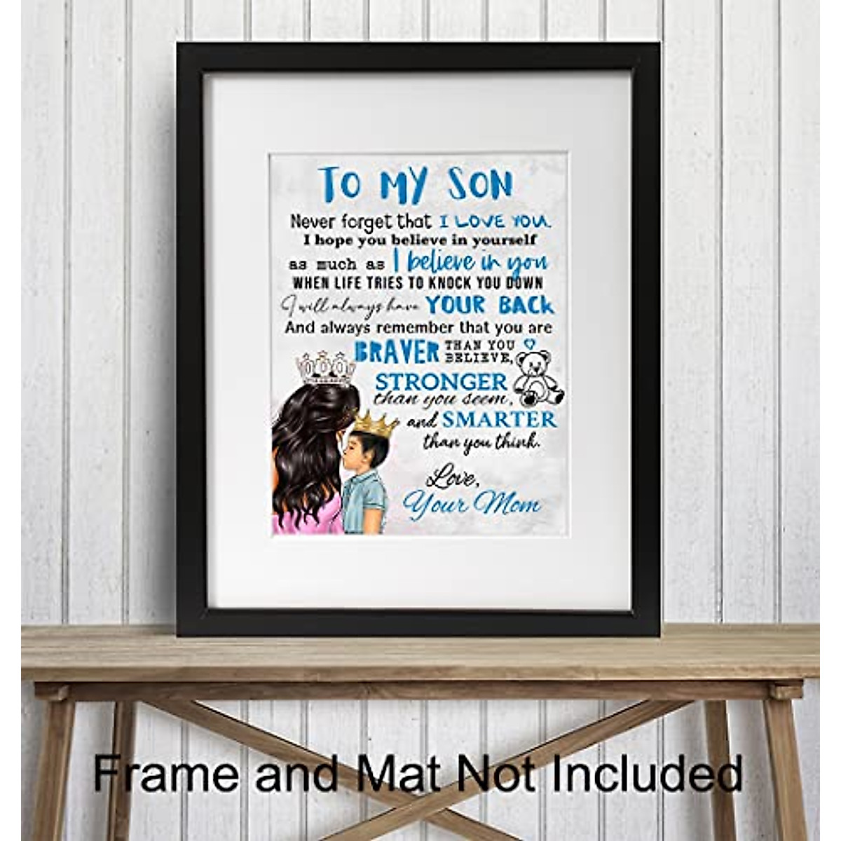 Boy Bedroom Wall Art - To My Son - Mexicans Latinx Gift from Mom Mother - Little Boys Room decoration - Baby shower Gift - Blue Nursery Decor - Kids Infant Toddler Child Family Wall Decor Poster