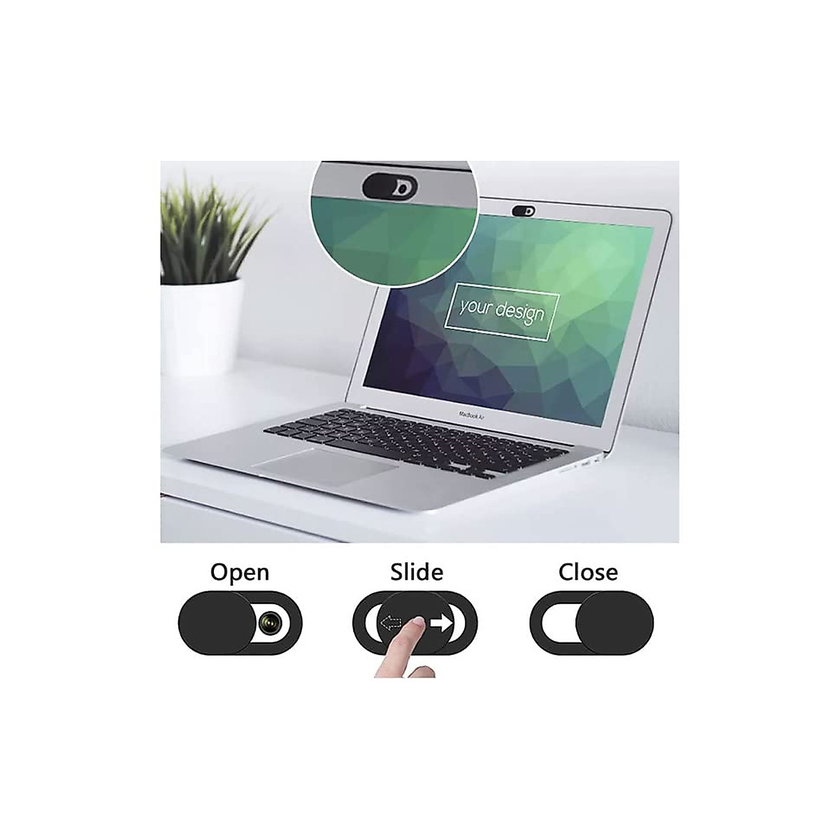 Laptop Camera Cover Slide 12 Pack Black&White, Webcam Cover Slide Phone Camera Cover, Ultra-Thin Computer Camera Cover Slide Blocker Slider Fits Most iPhone MacBook Laptop, Desktop, PC, Tablet…