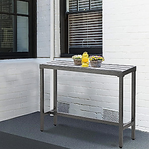 ONLYCTR Outdoor Bar Table, Patio Counter Height Bar Table, 40" Rectangle Bar Table for Patio, Garden, Yard, Balcony, Poolside (Gray)