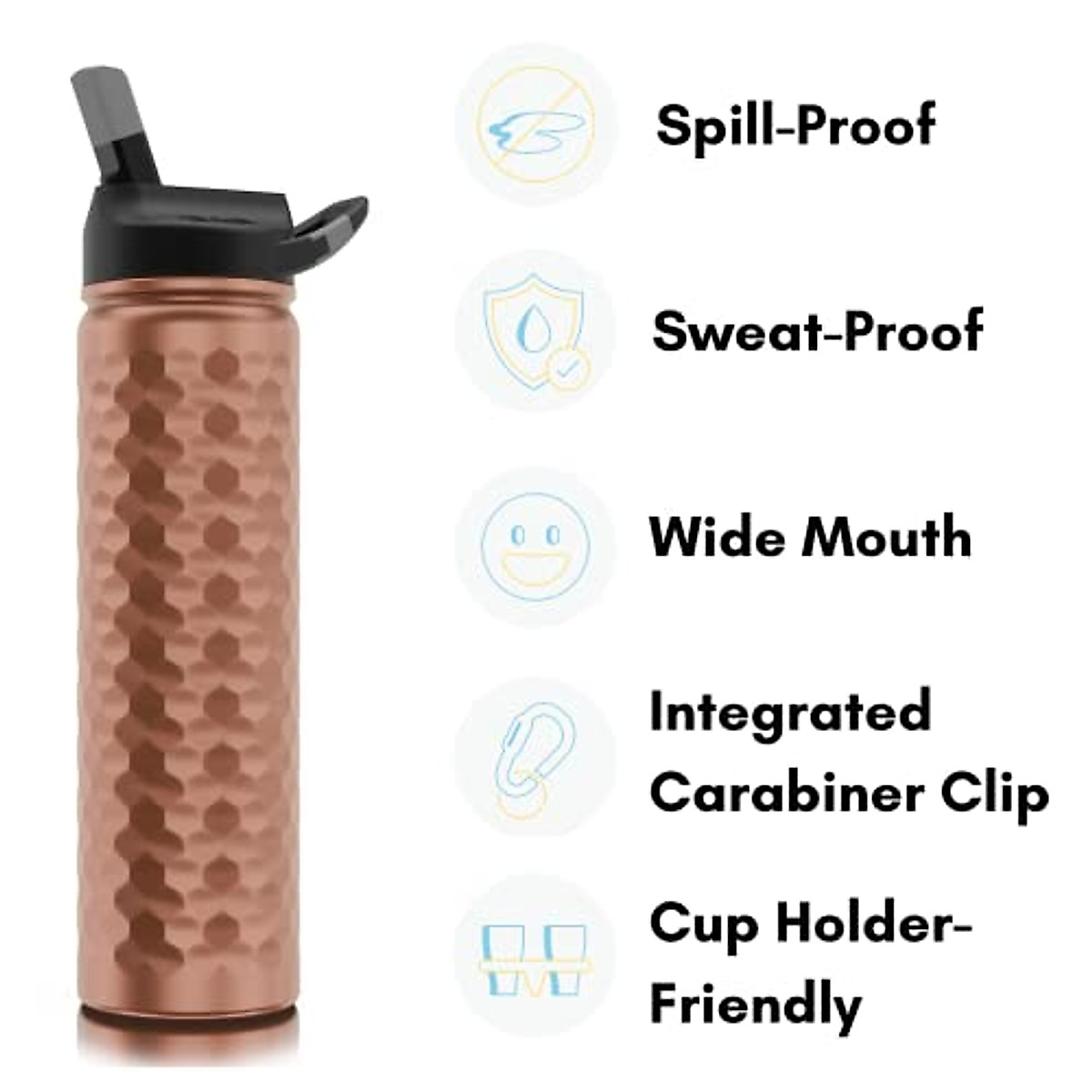 Seriously Ice Cold SIC 27oz Insulated Water Bottle Thermos, Premium Triple Layer Vacuum Stainless Steel, BPA Free Wide Mouth Lid with Carabiner Clip