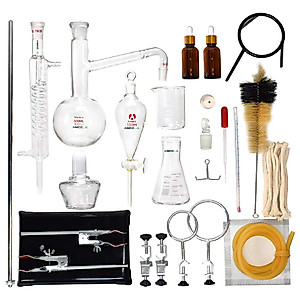 Labware Set 500ml Essential Oil Extraction Distillation Apparatus Water Distiller Purifier Glassware Kits Hydrosol, Home Distillation kit