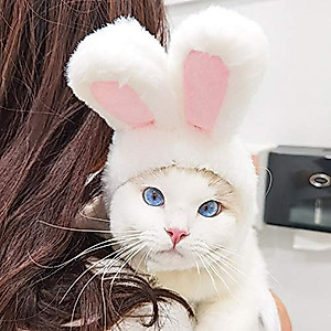 XIMISHOP Cute Costume Bunny Rabbit Hat with Ears for Cats & Small Dogs Party Costume Easter Pet Accessory Headwear